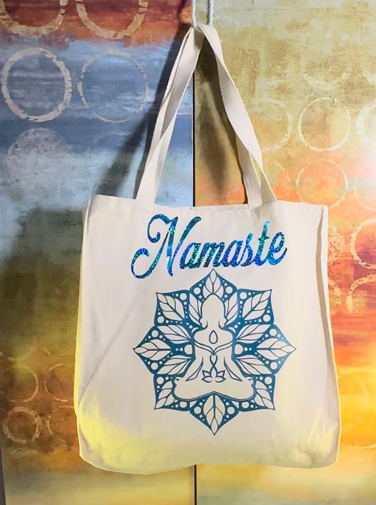 Namaste Tan Canvas Bag | Yoga Tote for Meditation & Mindfulness ...